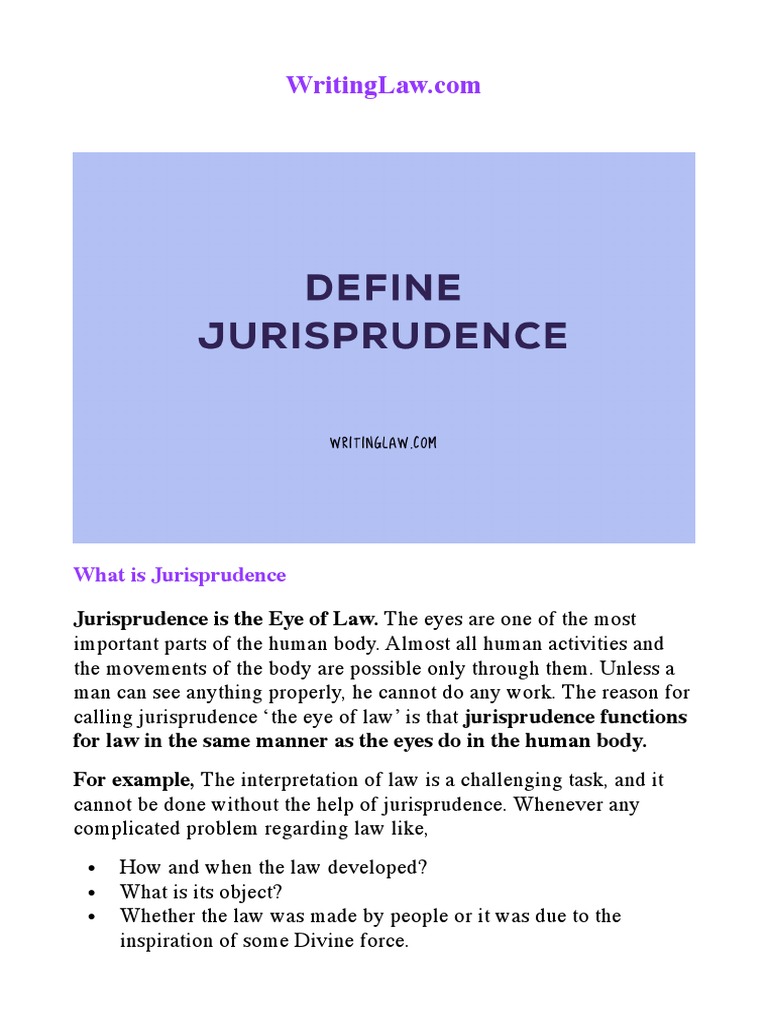 A Short Note On Jurisprudence | PDF | Jurisprudence | Theory