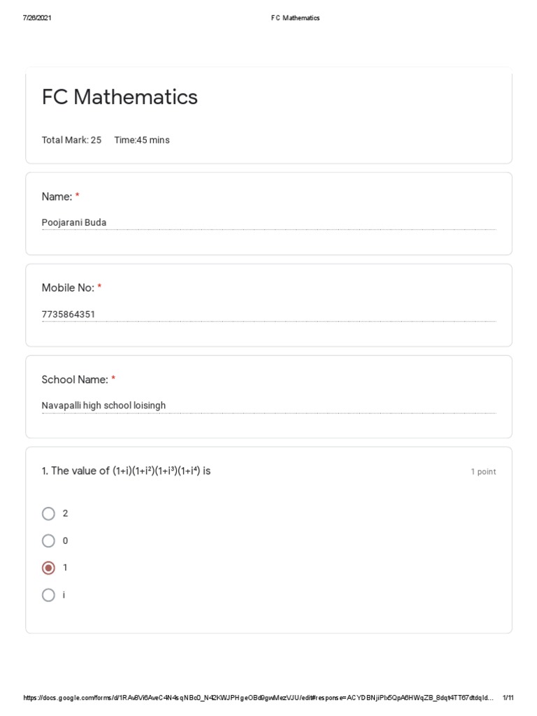 FC Math Test - Google Forms | PDF | Geometry | Geometric Shapes