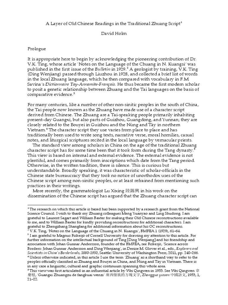 Old Chinese in Zhuang Script Analysis | PDF | Chinese Language | Thai ...