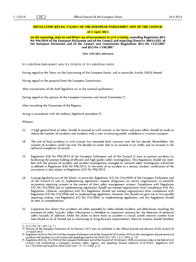 EASA Reporting Document | PDF | European Commission | European Union