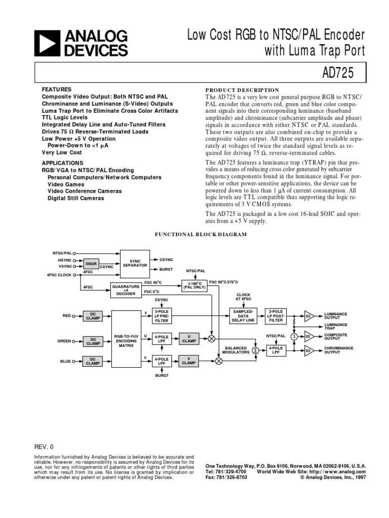 AD725 RGB para PalNtsc | PDF | Electrostatic Discharge | Electronics