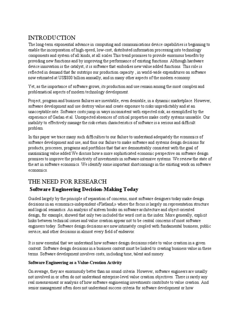 Software Engineering Decision-Making Today | PDF | Depreciation | Economics