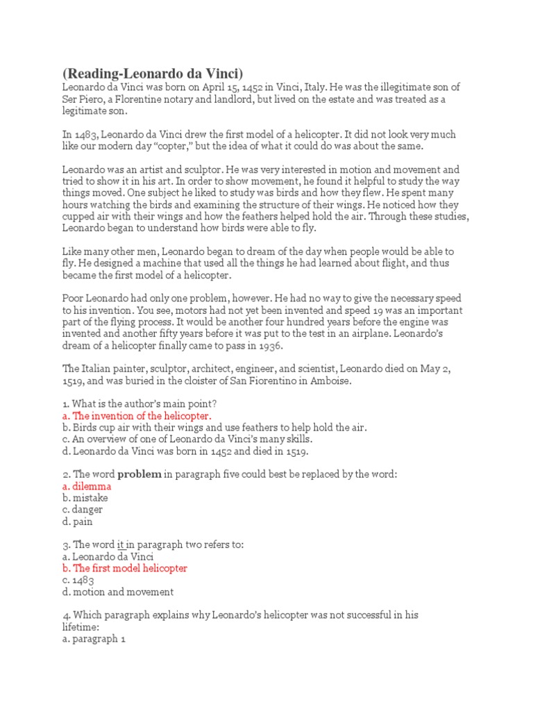 Reading-Leonardo Da Vinci | PDF | Leonardo Da Vinci