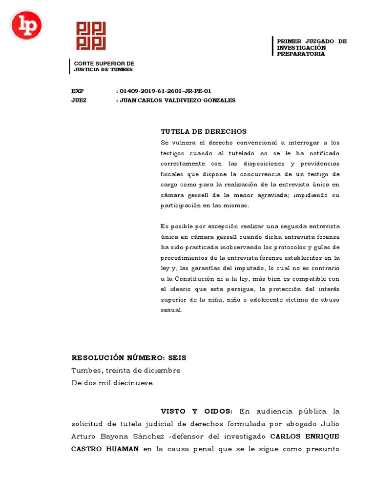 Exp - 01409 2019 61 2601 JR Pe 01 LP | PDF | Ley procesal | Derecho a asesoramiento
