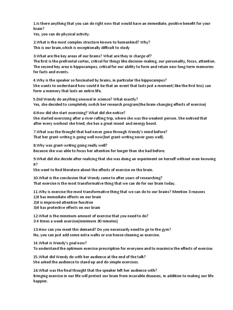 The Brain-Changing Benefits of Exercise 1 | PDF | Memory | Hippocampus