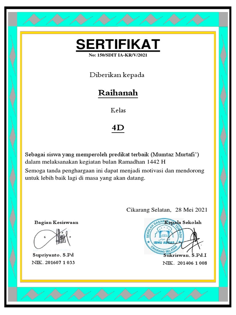 Contoh Sertifikat | PDF