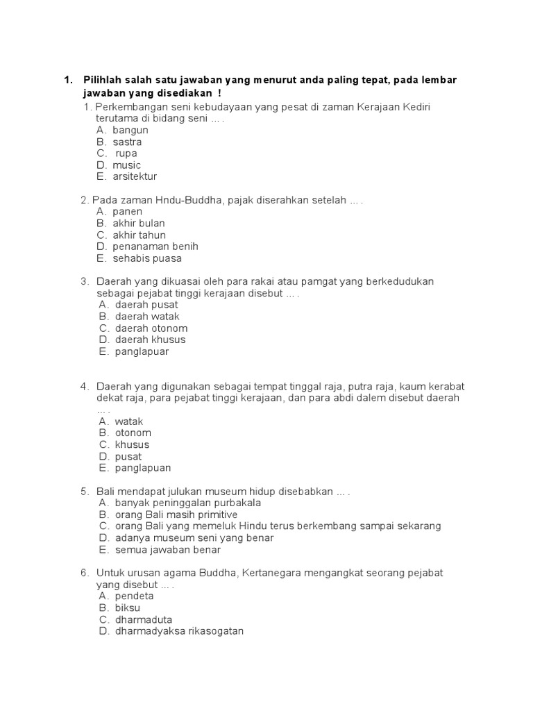 Latihan Soal PTS Sejarah Minat Xi | PDF