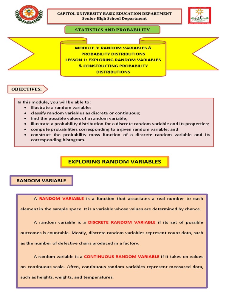 Random Variables and Constructing Probability Distributions | PDF | Probability Distribution ...