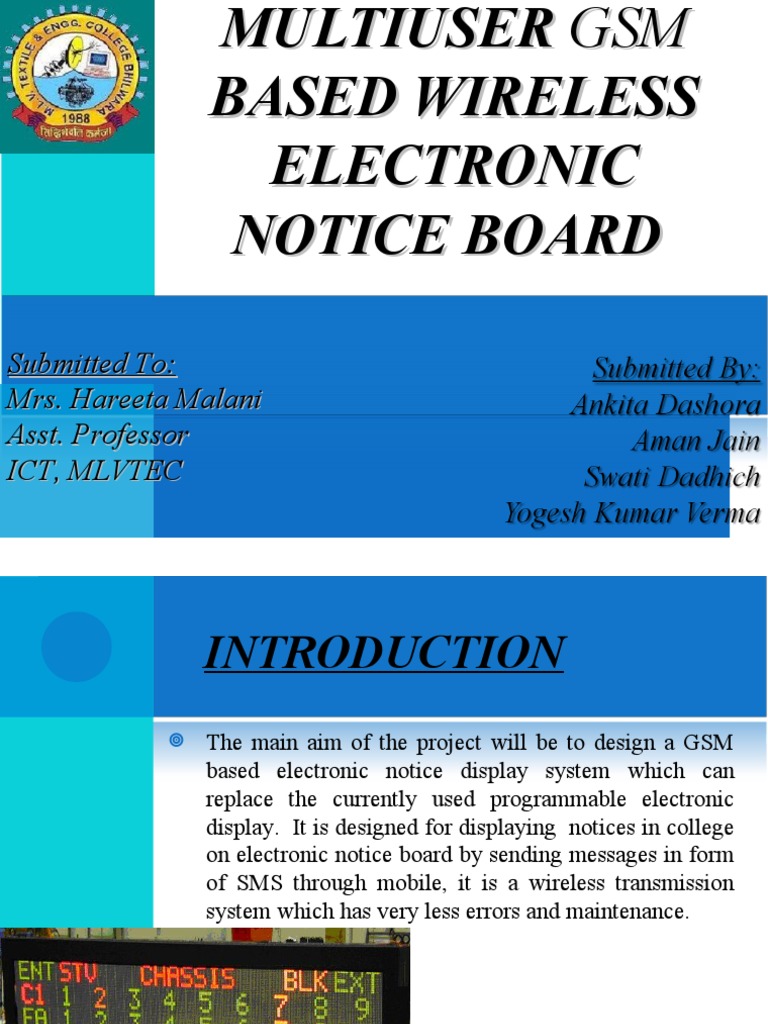 Multiuser Wireless Electronic Notice Board Based On GSM | PDF ...
