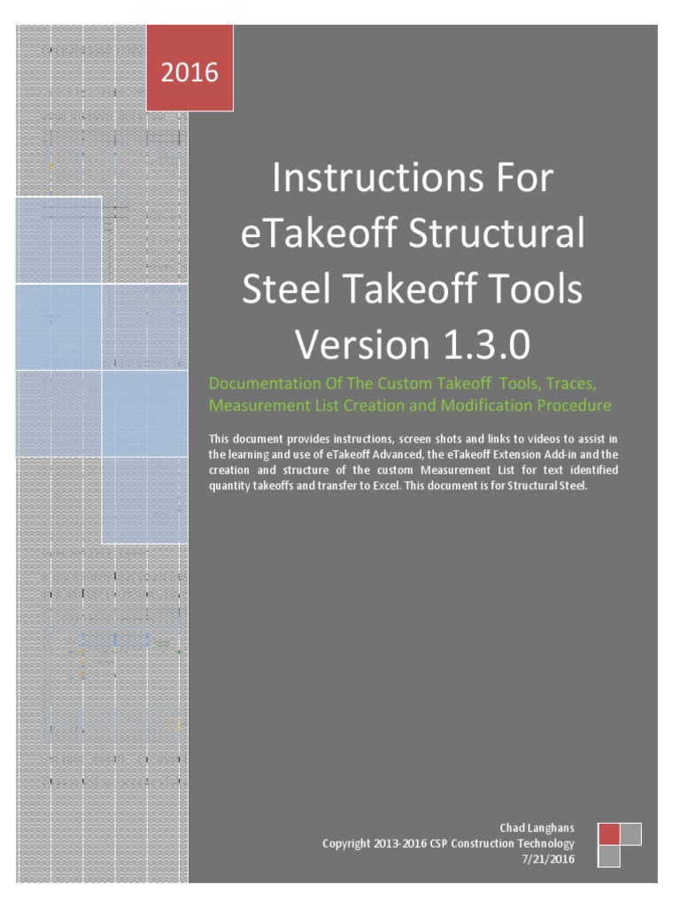 StructSteel Takeoff Instructions | PDF | Computer File | Microsoft Excel