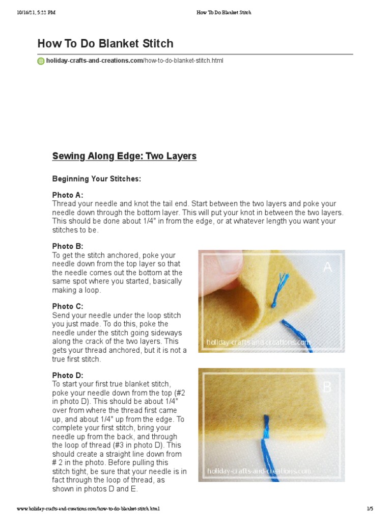 How To Do Blanket Stitch | PDF | Surgical Suture | Sewing Needle
