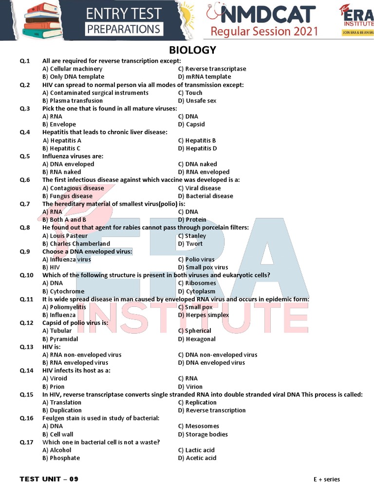 Student Copy Test 9 | PDF | Virus | Electron