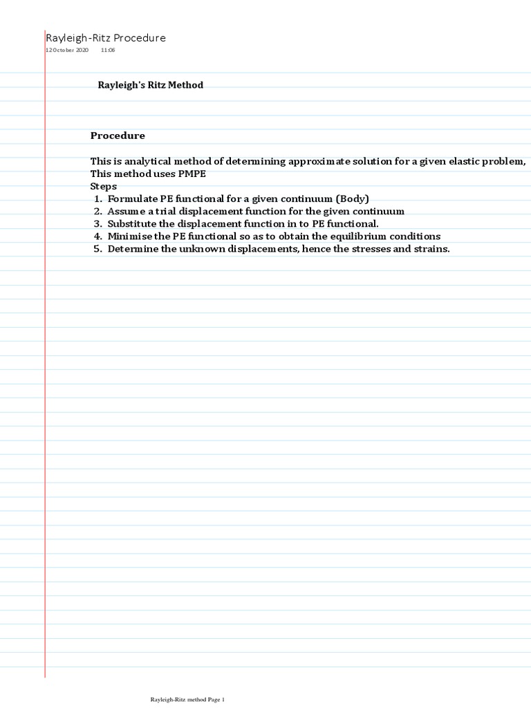 Rayleigh-Ritz Method | PDF