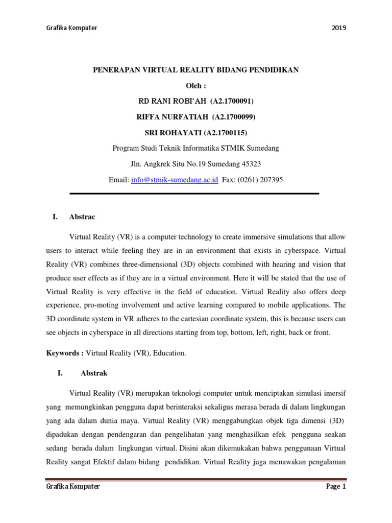 Penerapan Virtual Reality Di Bidang Pend | PDF