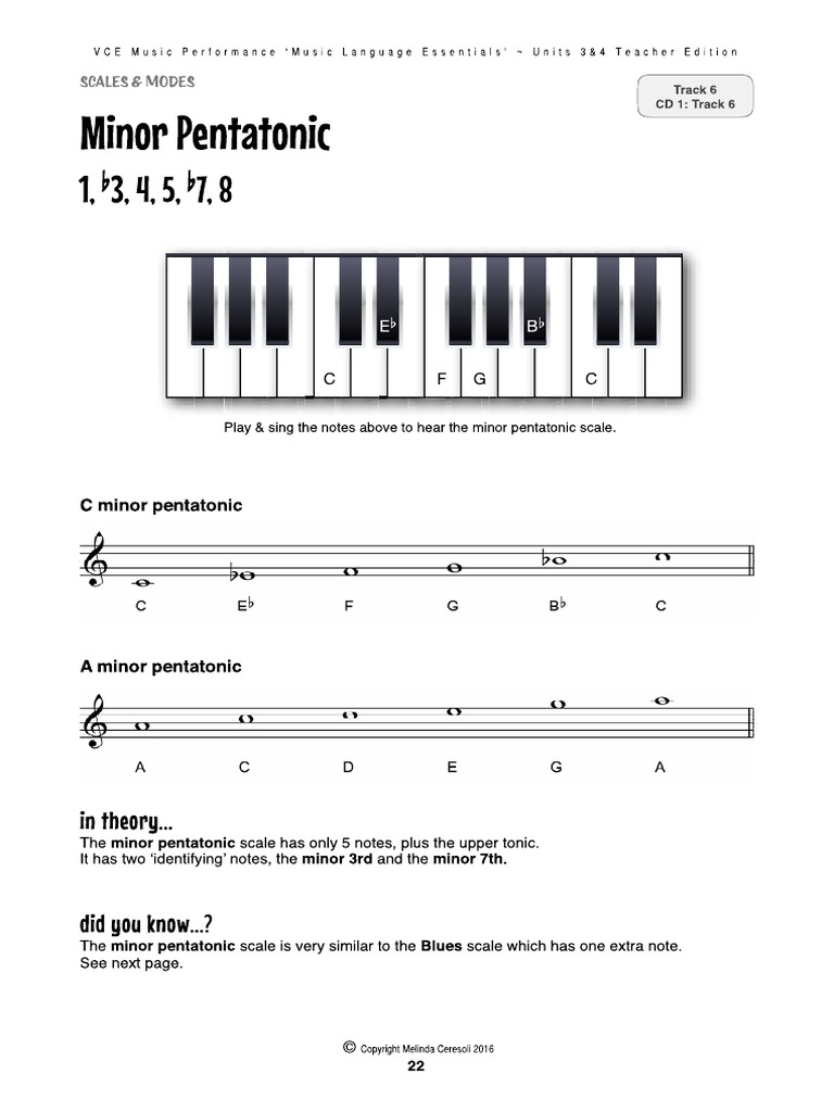 Minor Pentatonic and Blues Scale | PDF