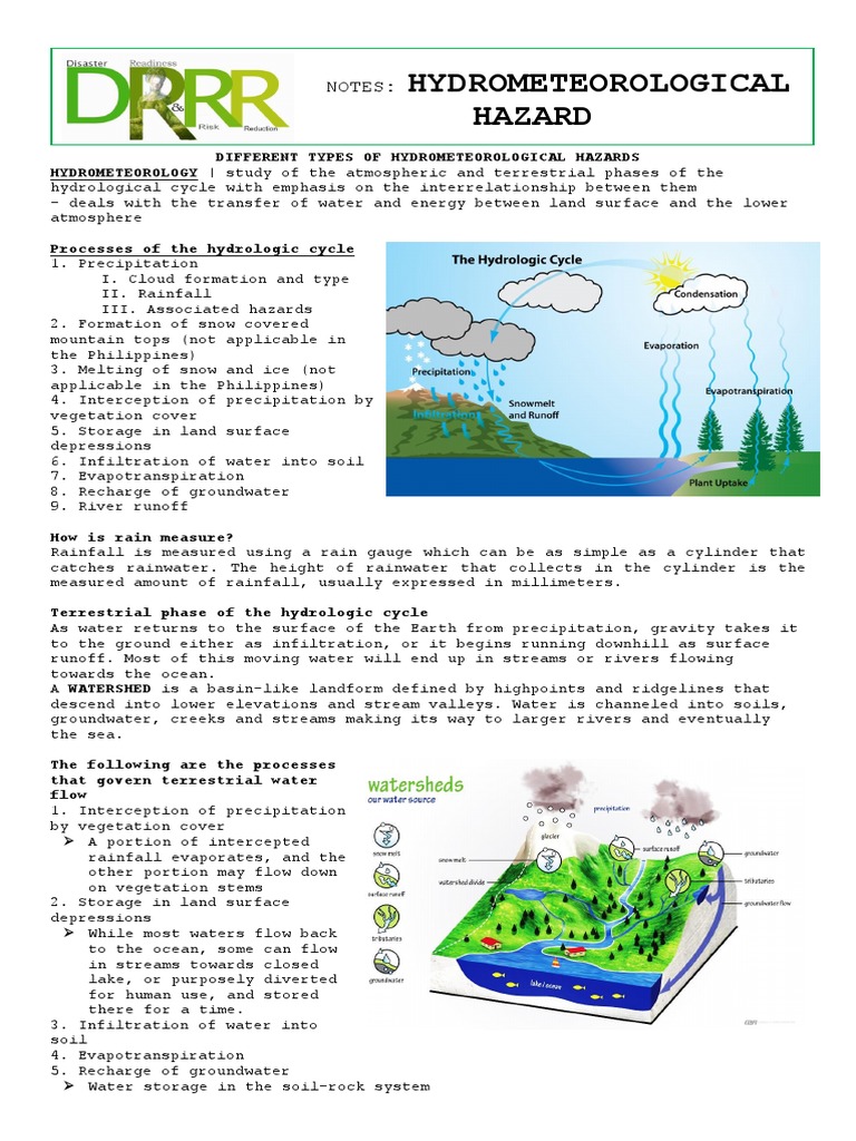 DRRR Handout HYDROMETEOROLOGICAL HAZARDS | PDF | Tropical Cyclones | Drainage Basin