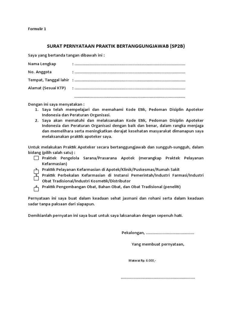 SURAT PERNYATAAN Apt | PDF