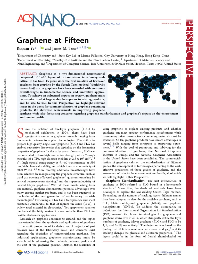 Graphene at Fifteen: Ruquan Ye and James M. Tour | PDF | Graphene ...