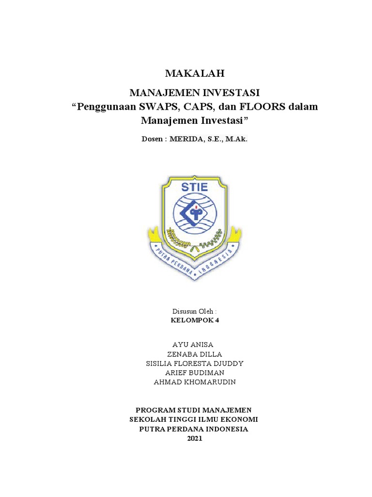 Makalah Penggunaan Swaps Caps Floors Dalam Manajemen Investasi | PDF