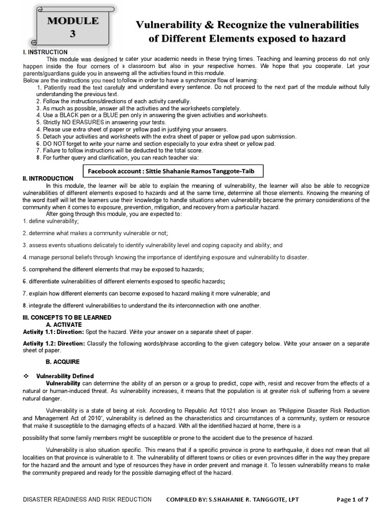 Module 3 Vulnerabilities | PDF | Hazards | Vulnerability