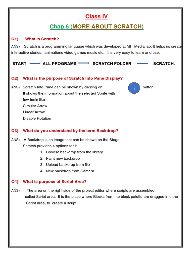 CH 6 MOR ABOUT SCRATCH QA White | PDF | Scratch (Programming Language) | Computing