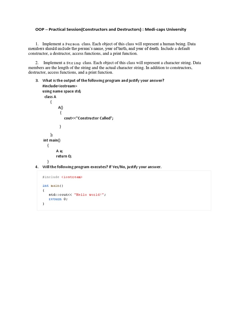 Constuctors and Destructors Programs (Modified) - 2 | PDF | Computers