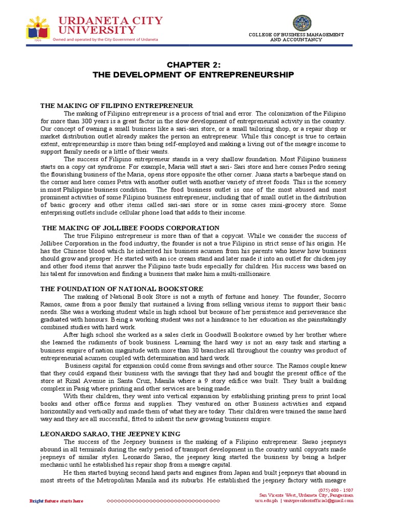 CHAPTER 2 Development of Entrepreneurship | PDF | Entrepreneurship ...