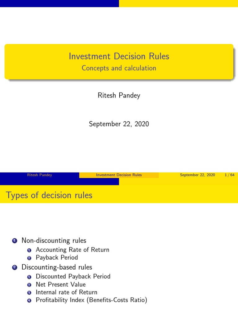 Investment Decision Rules Explained | PDF | Internal Rate Of Return ...