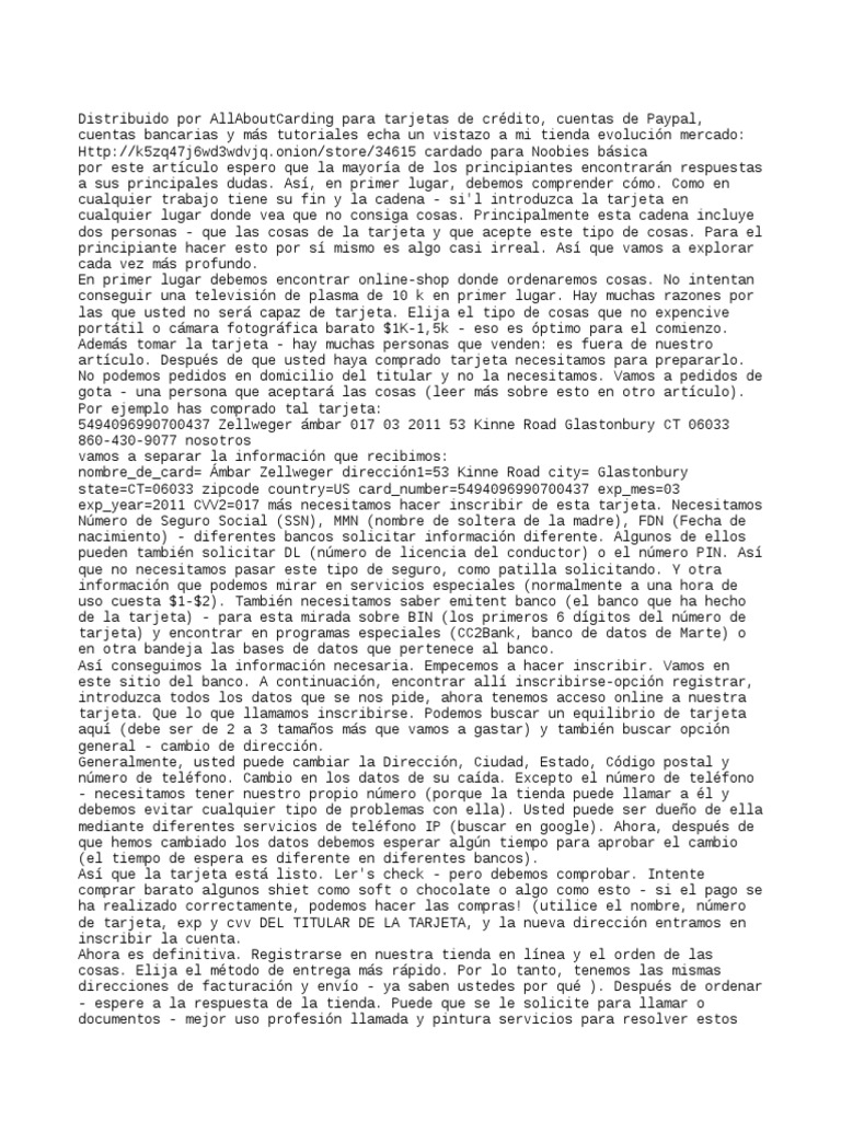 Basic Carding For Noobs | PDF