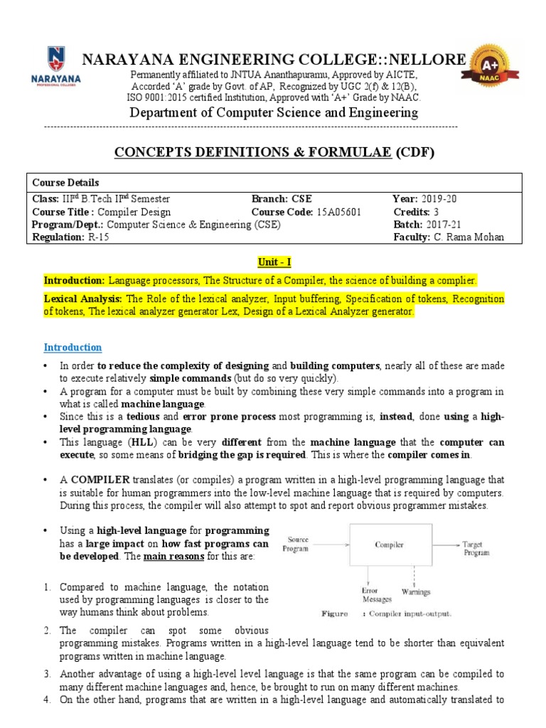 Narayana Engineering College::Nellore: Department of Computer Science and Engineering | PDF ...