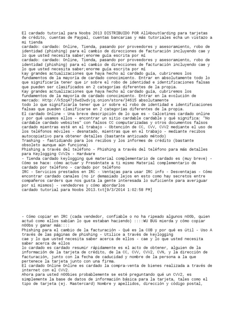 Carding Tutorial For Noobs 2013 | PDF | Suplantación de identidad