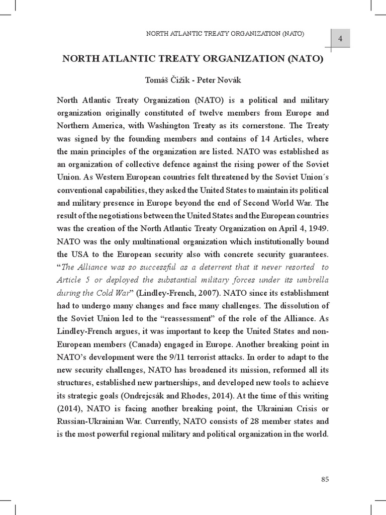 North Atlantic Treaty Organization (Nato) | PDF | Nato | Cold War
