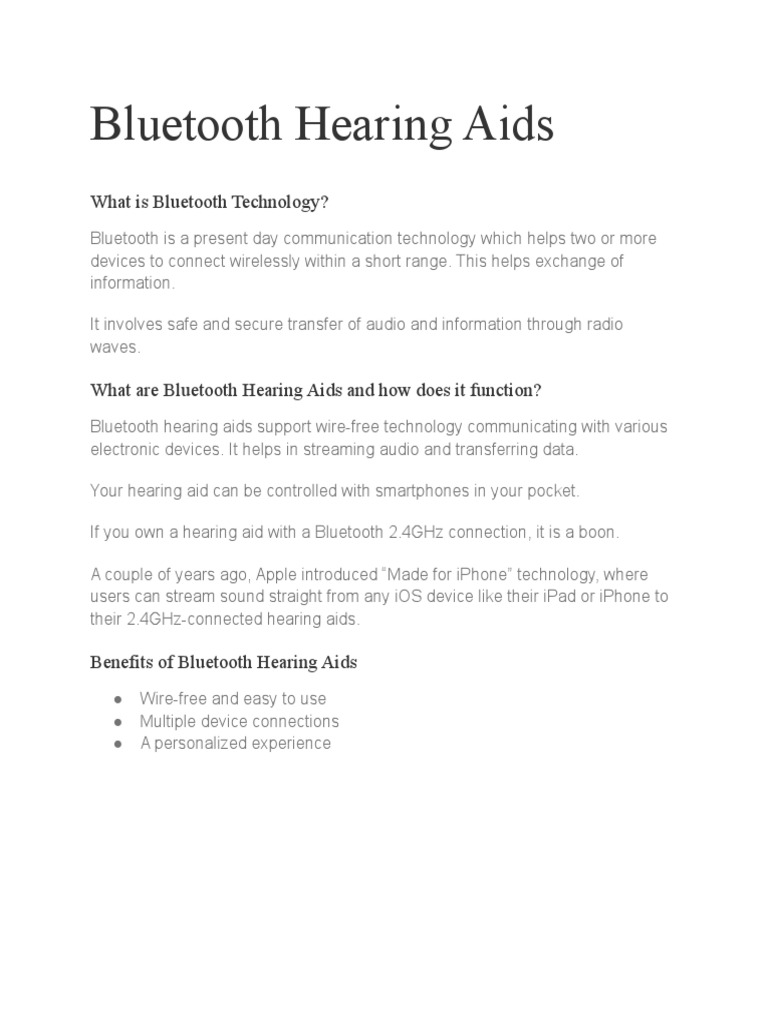 Bluetooth Hearing Aids | PDF