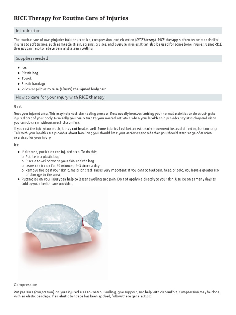 RICE Therapy Guide for Injuries | PDF | Clinical Medicine | Medical ...