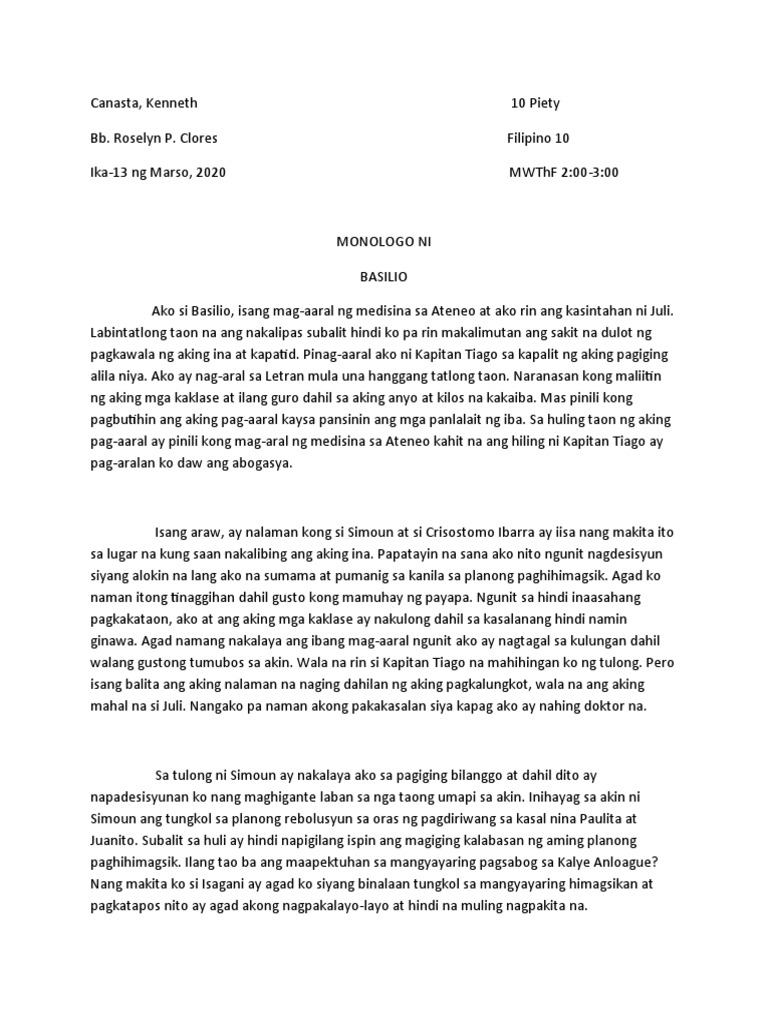 Monologo Ni Basilio Full | PDF