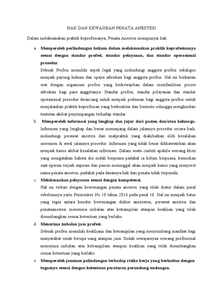 Kode Etik Penata Anestesi | PDF | Sains & Matematika