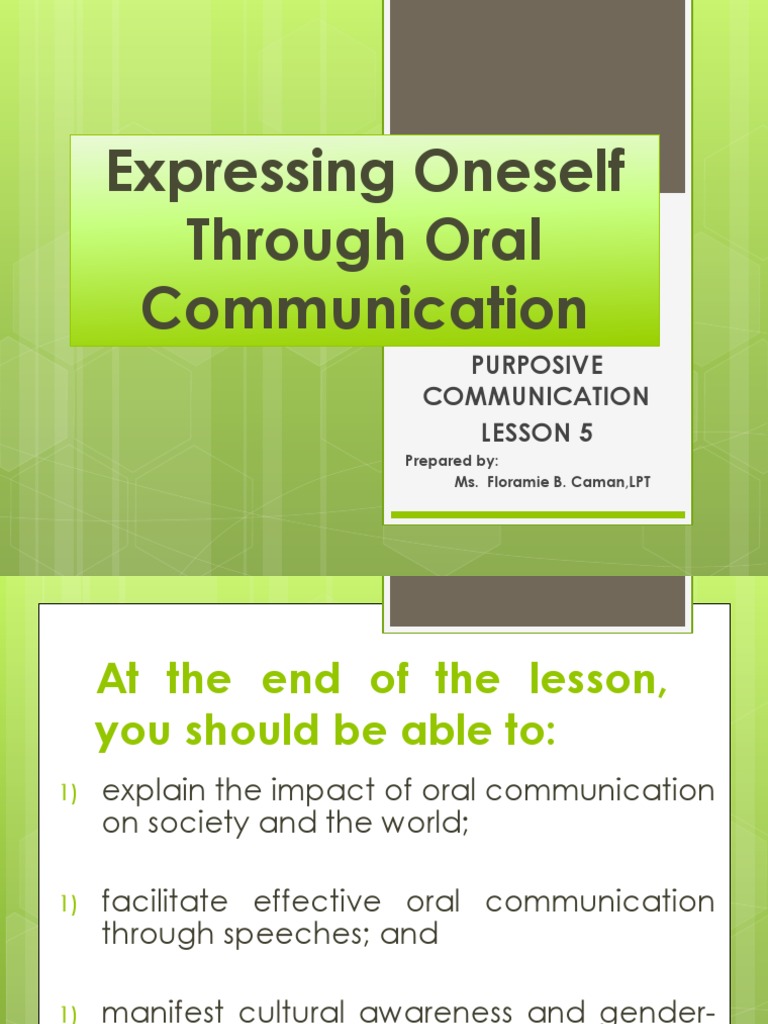 Expressing Oneself Through Oral Communication | PDF | Communication ...