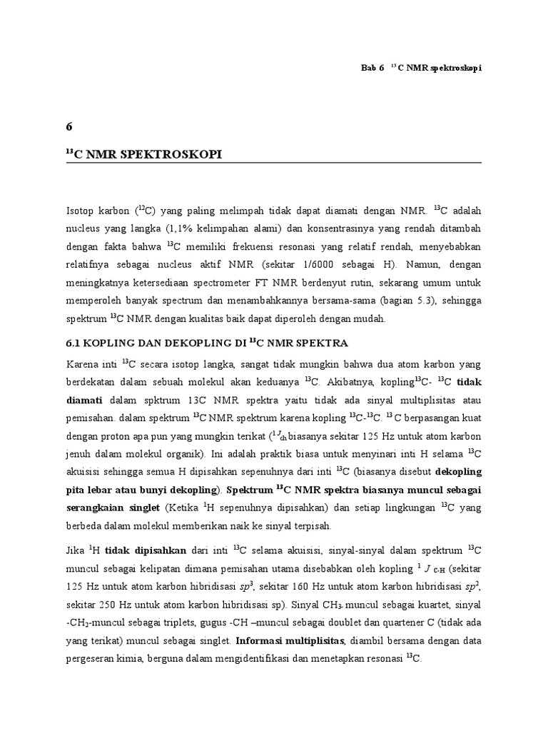 Bab 6 13 C NMR Spektroskopi | PDF | Metode & Bahan Ajar | Seni