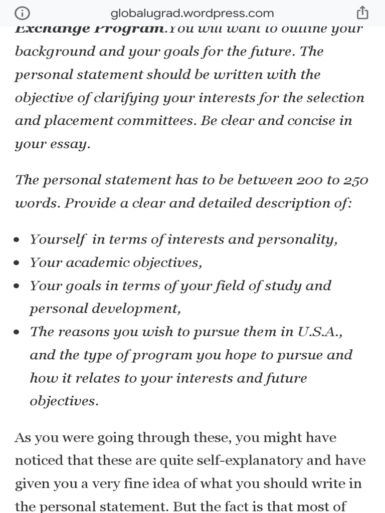 How To Write A Global UGRAD Personal Statement - Global Ugrad Exchange ...