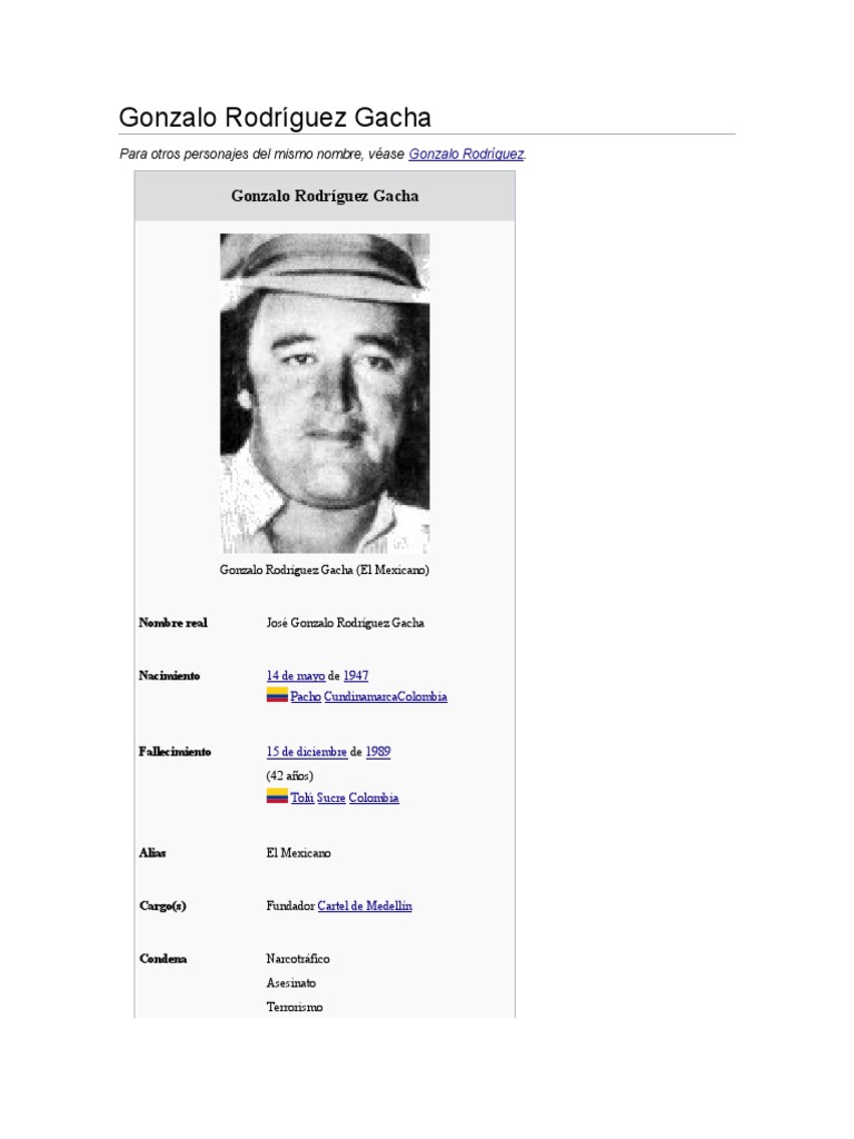 Gonzalo Rodríguez Gacha | PDF | Crimen organizado | Colombia