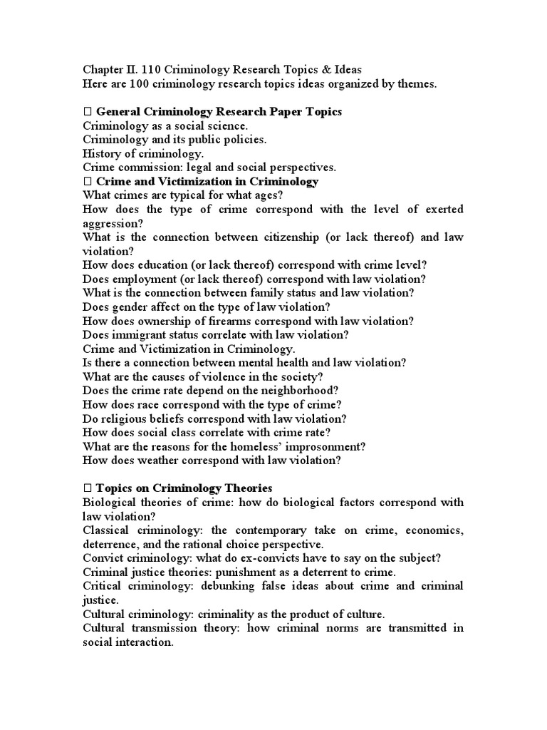 Criminology Titles For Thesis | PDF | Criminology | Crimes