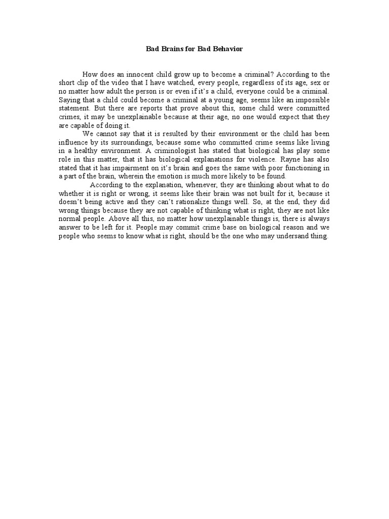 Bad Brains For Bad Behavior | PDF