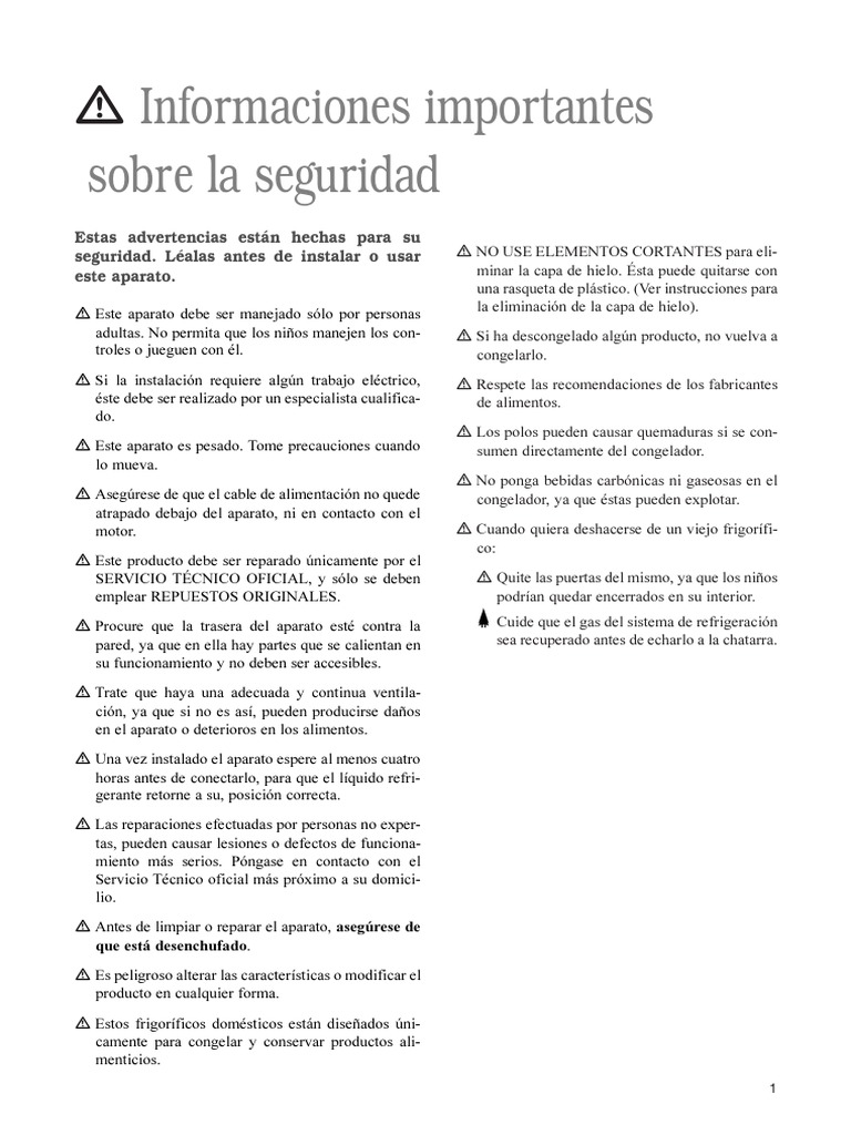 Informaciones Importantes Sobre La Seguridad | PDF | Tornillo ...