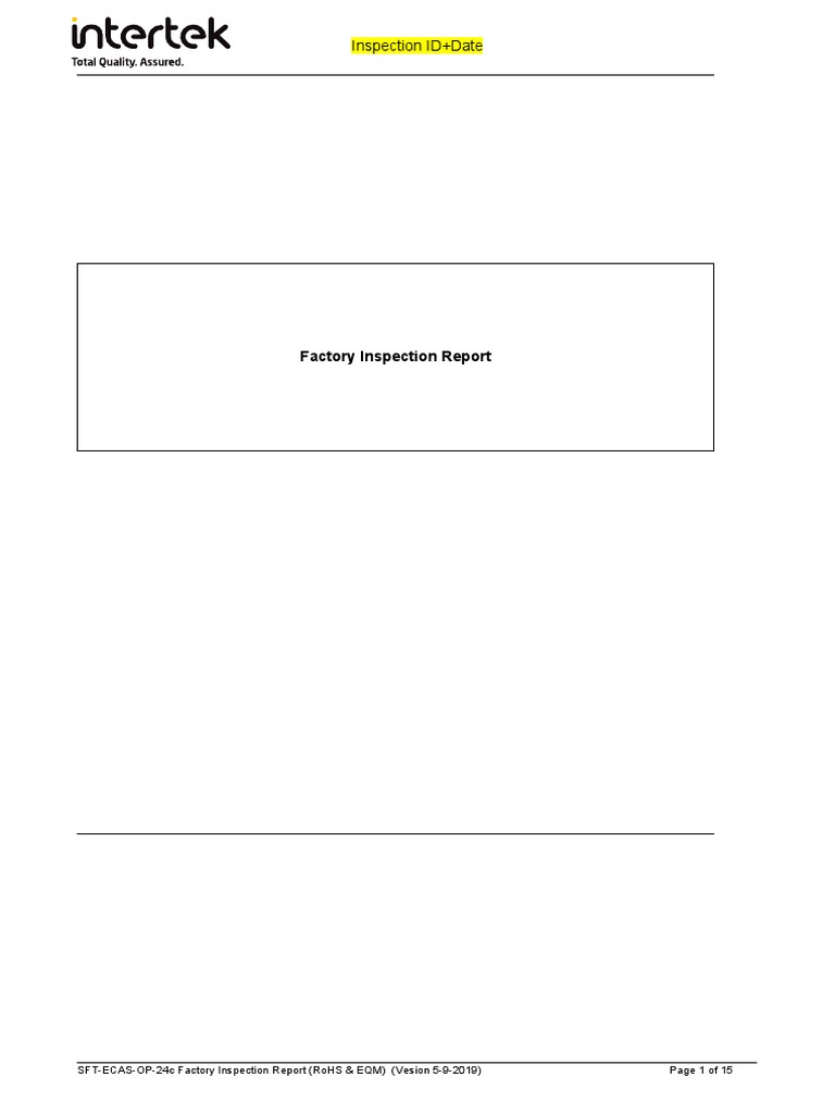 Factory Inspection Report Summary | PDF | Verification And Validation ...