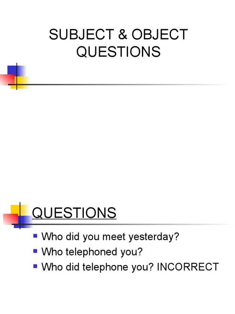 Subject and Object Questions Explained | PDF | Sports & Recreation ...