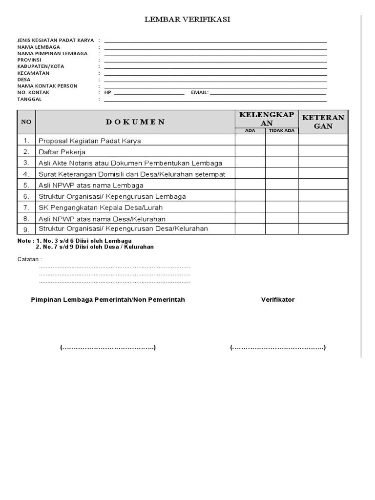 Lembar Verifikasi | PDF