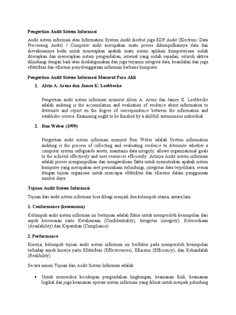 Pengertian Audit Sistem Informasi | PDF