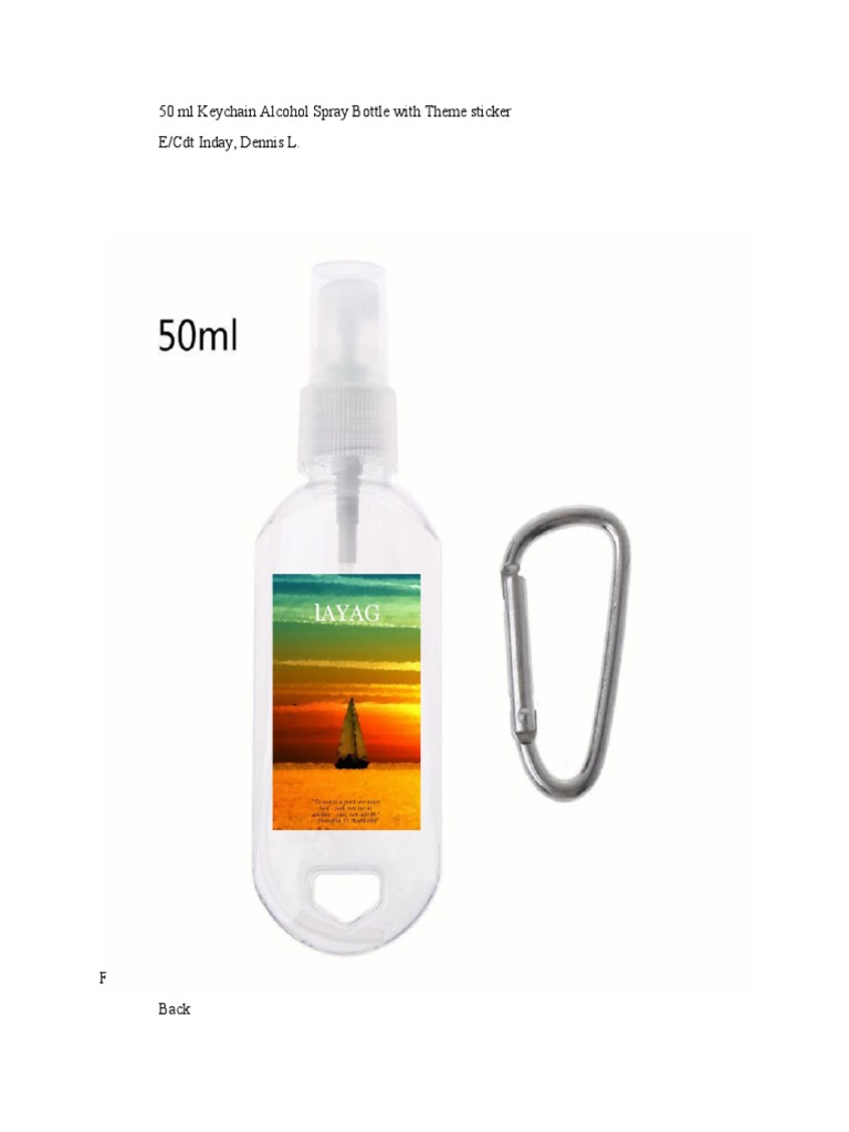 50 ML Keychain Alcohol Spray Bottle With Theme Sticker | PDF