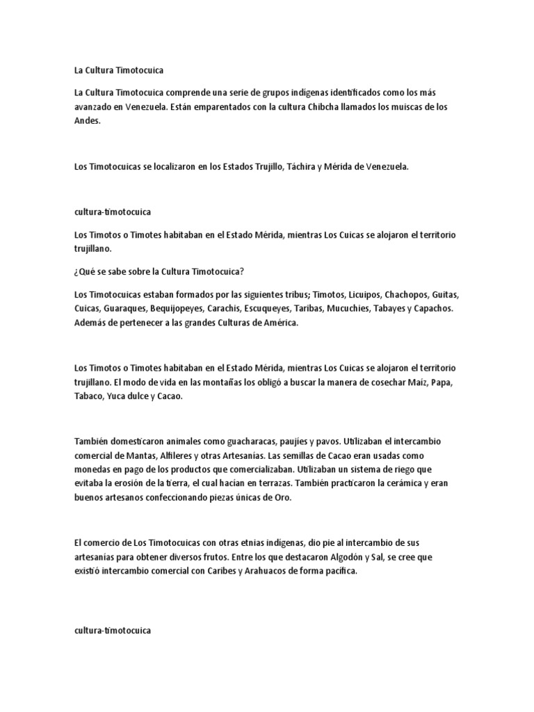 La Cultura Timotocuica | PDF | Pueblos Indígenas de las Américas