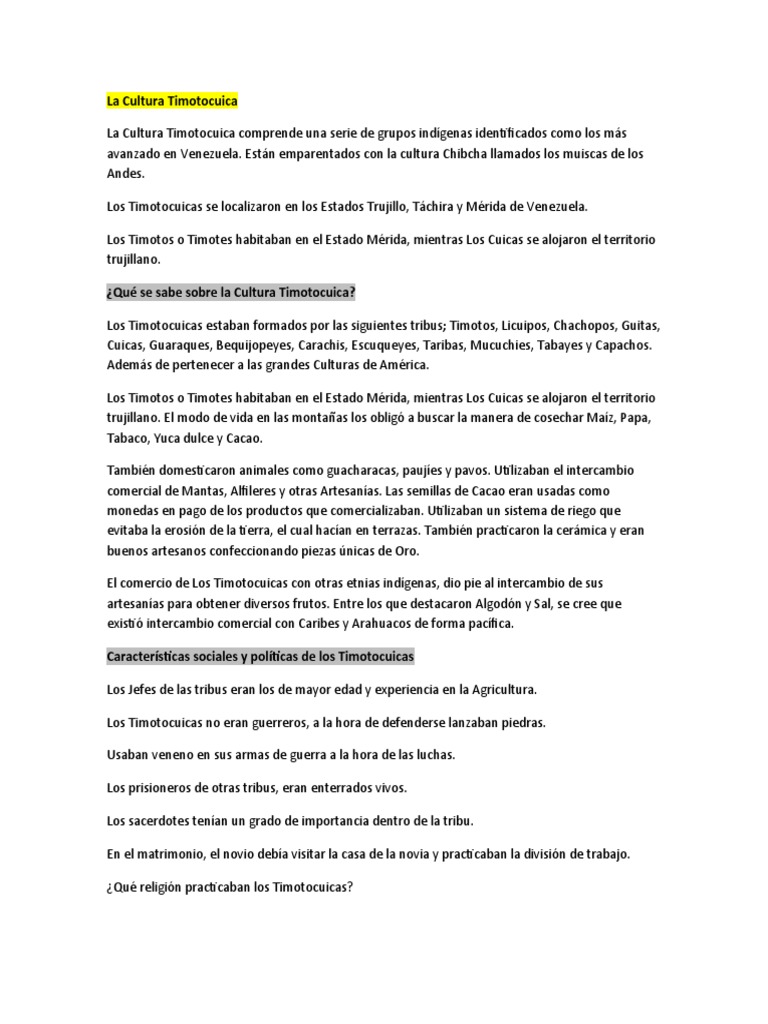 Cultura y Sociedad de los Timotocuicas | PDF | Pueblos Indígenas de las ...
